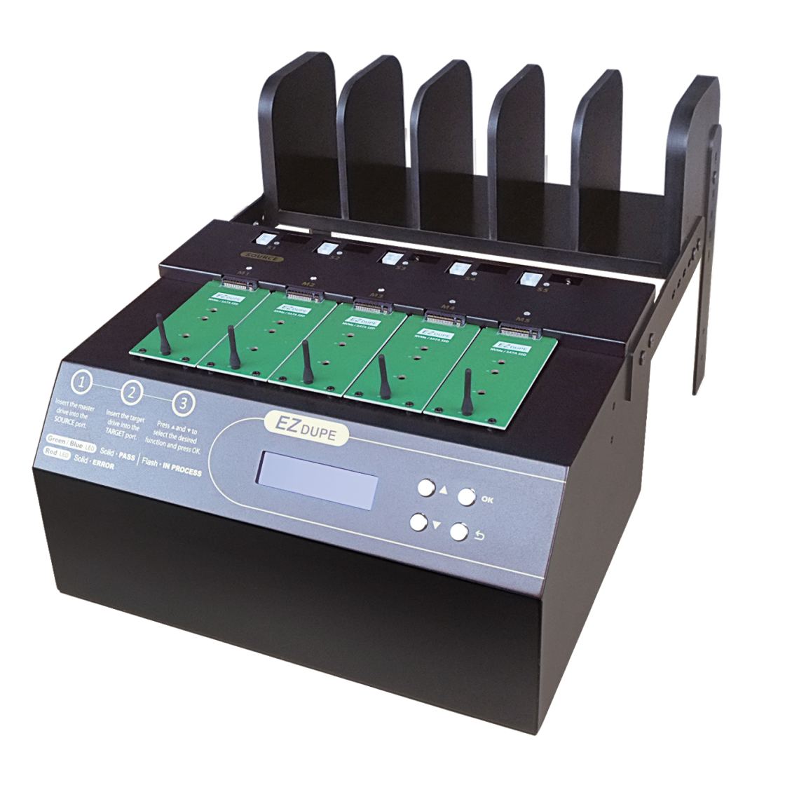 EZ Dupe 1 to 4 PCIE M.2 NVME / SATA SSD Duplicator and DoD Sanitizer ...